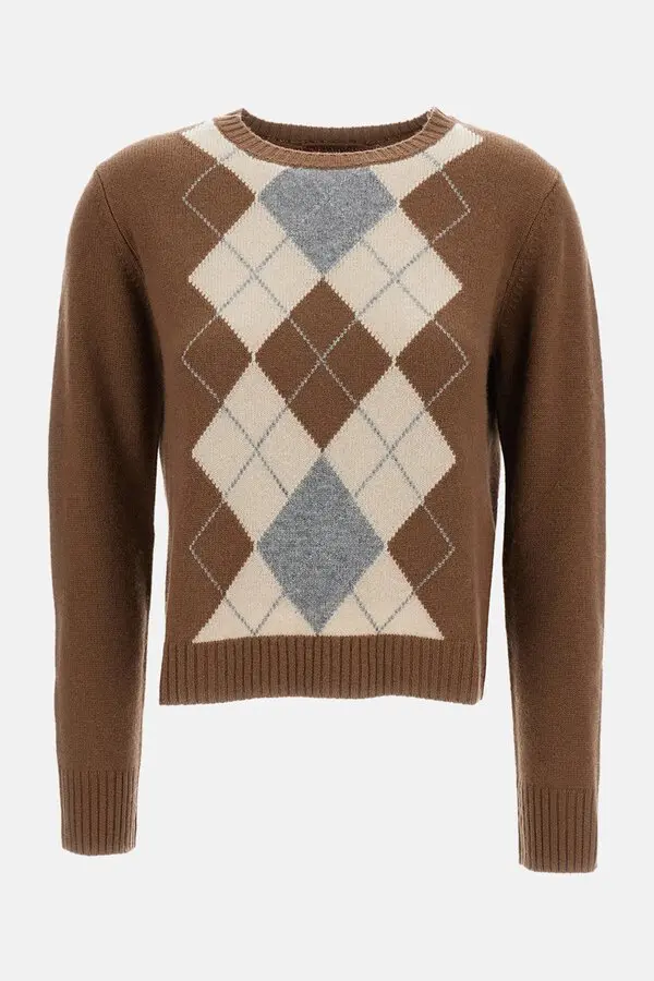 MAX MARA STUDIO Wool And Cashmere Argyle Sweater