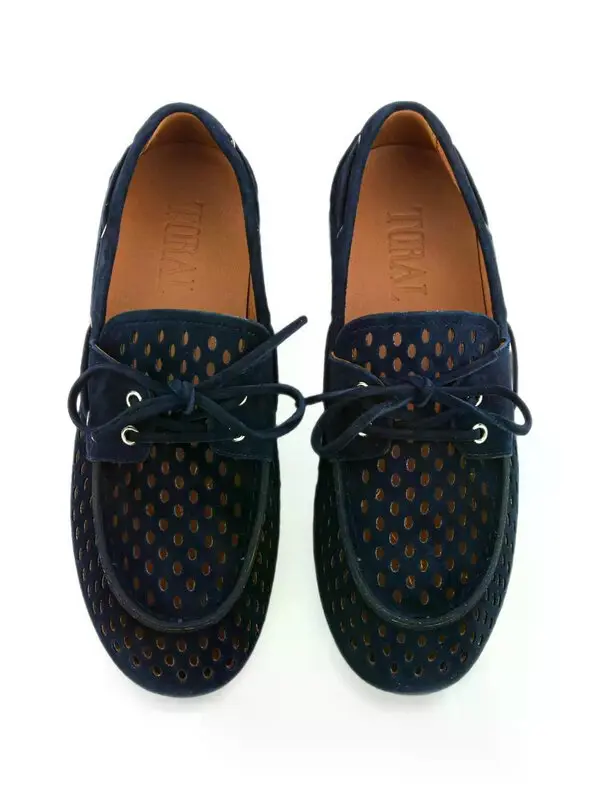 TORAL SHOES Karmel Perforated Suede Boat Shoes