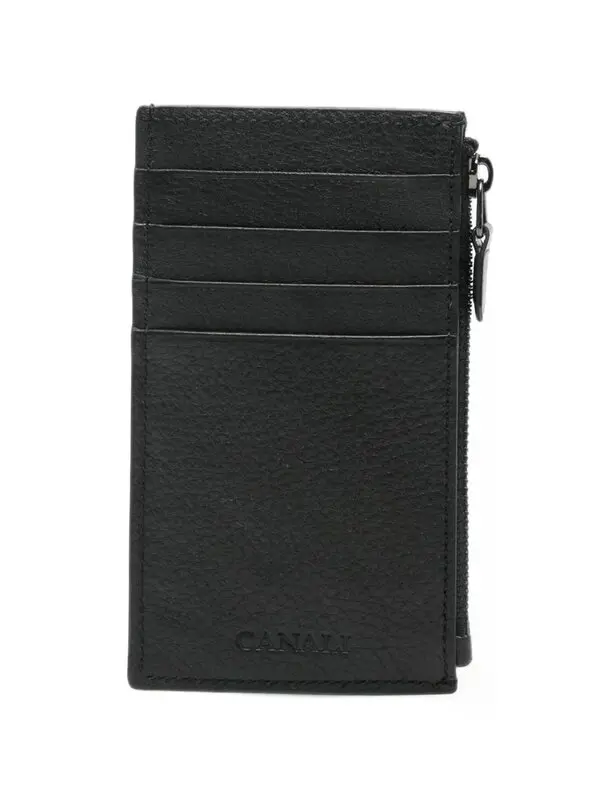 Canali Grained Leather Cardholder - Black