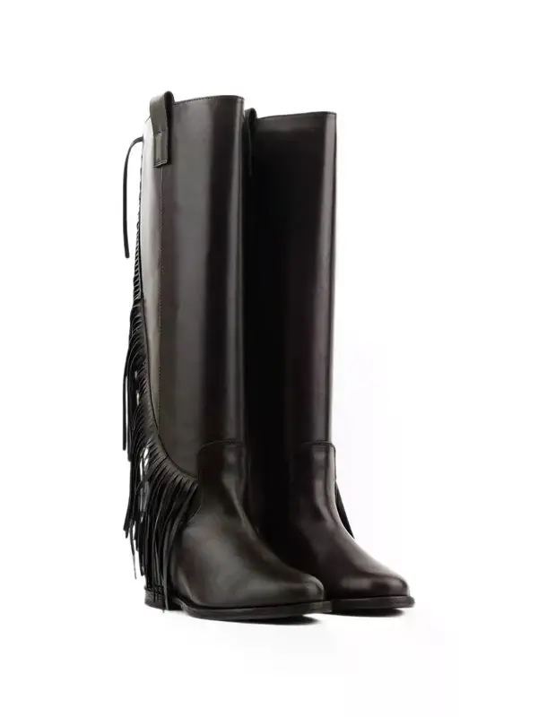 PAUL WARMER Fringe-trim Leather Boots