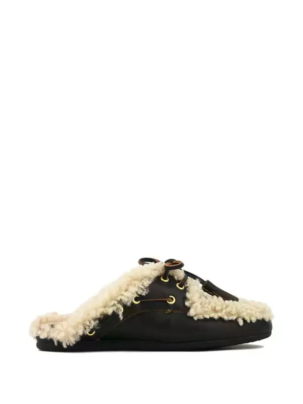 TORAL SHOES Killian Shearling-trim Tassel Mules