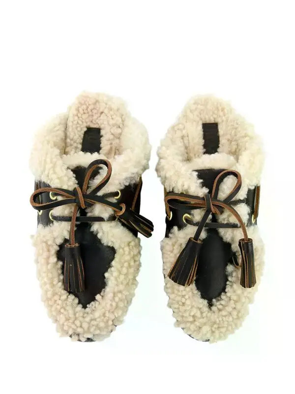 TORAL SHOES Killian Shearling-trim Tassel Mules