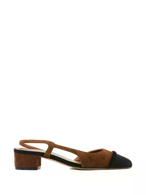 PAUL WARMER Loulou Suede Slingback Pumps - Brown