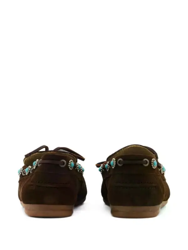 POSA Embellished Suede Loafers