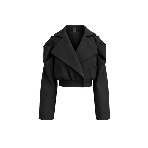 AVENUE N°29 Gathered Raglan Sleeve Oversized Wool Jacket
