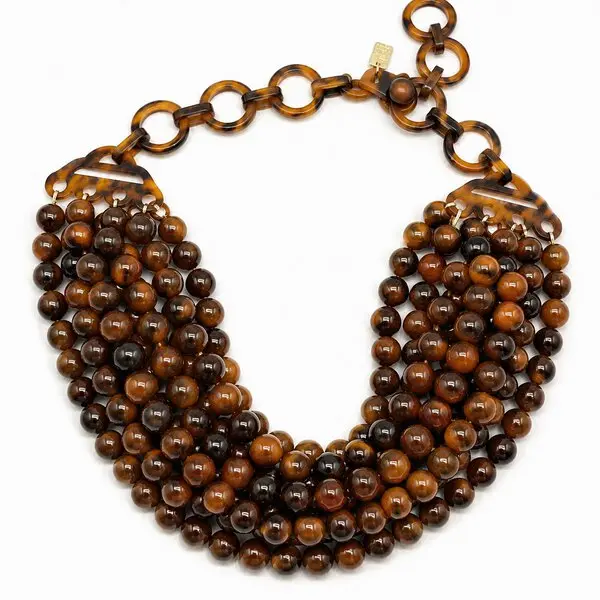 MICHAEL NASH JEWELRY Juliette Multi Strand Tortoise Resin Necklace - Brown