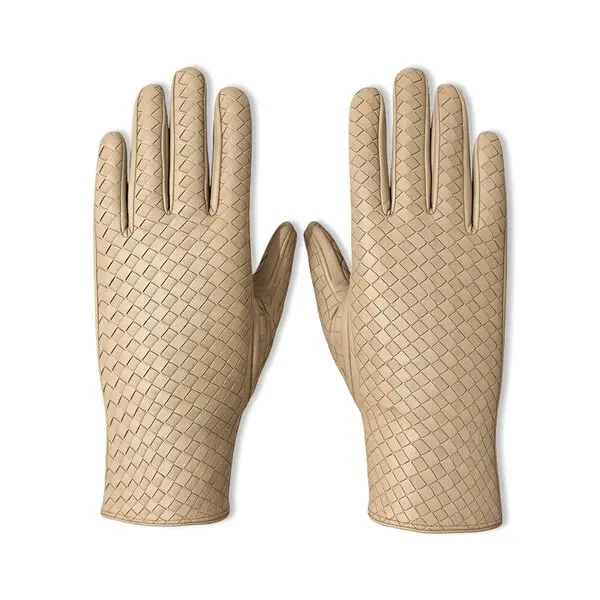 LONDON ATELIER BYPRODUCT Neutrals Beige Woven Leather Short Gloves - Beige/black