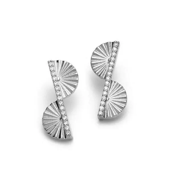 WITH LOVE DARLING Fan Leaf Earrings - Silver