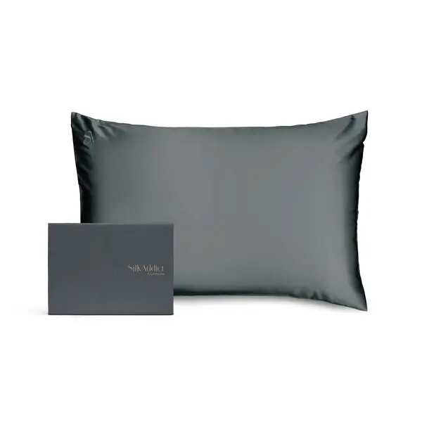 SILK ADDICT Luxury Mulberry Silk Pillowcase 75 X 50cm Charcoal