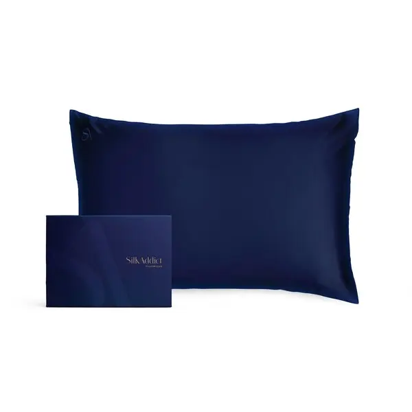 SILK ADDICT Luxury Mulberry Silk Pillowcase Navy