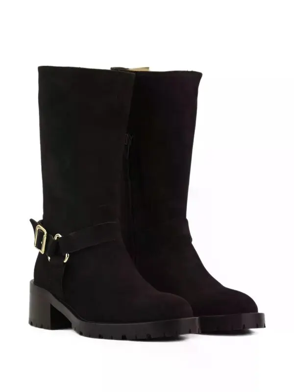 PAUL WARMER Biker Buckle-detail Suede Boots