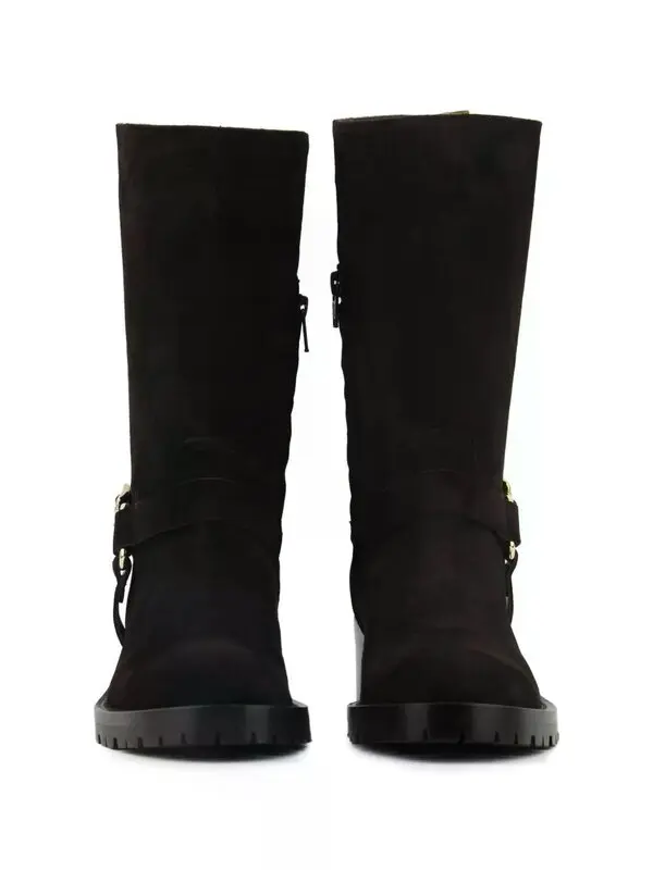 PAUL WARMER Biker Buckle-detail Suede Boots