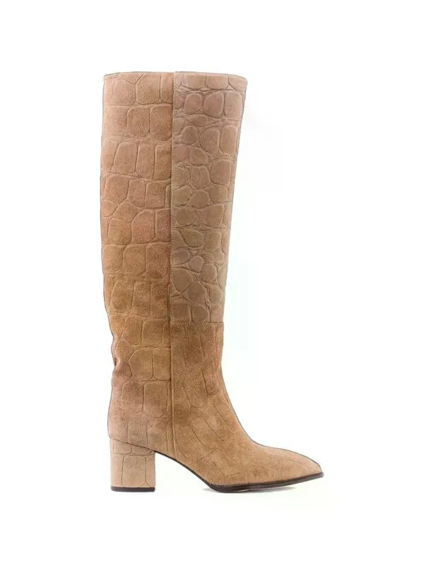 TORAL SHOES Country Crocodile-effect Suede Boots - Brown