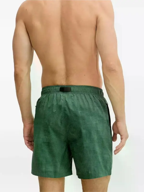 EA7 Grid-pattern Buckle-fastening Swim Shorts