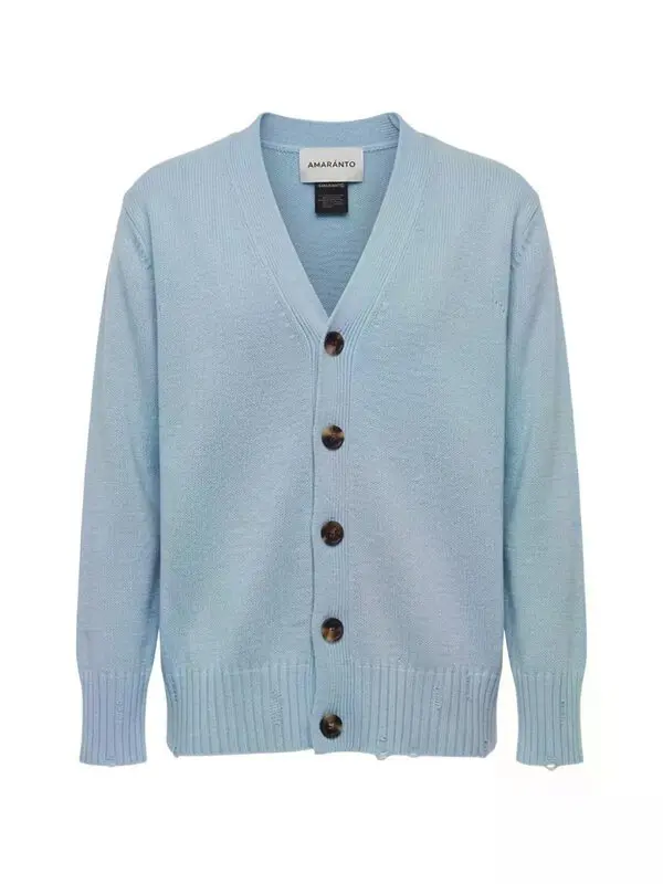 AMARANTO Distressed V-neck Cardigan