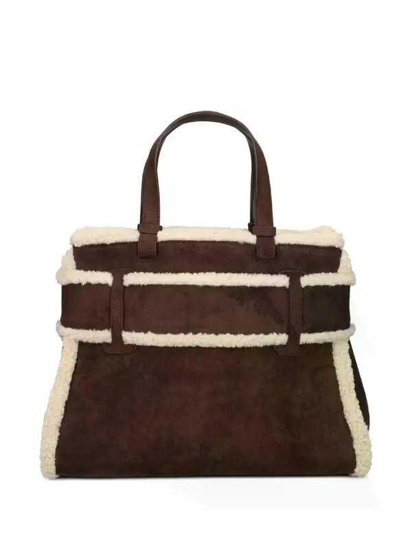 Armani Exchange Shearling-trim Logo-plaque Tote Bag