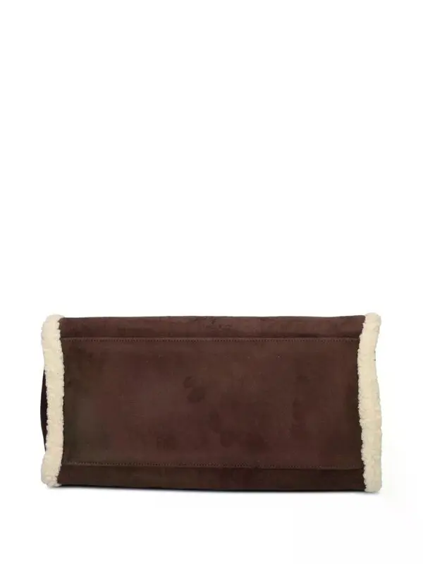 Armani Exchange Shearling-trim Logo-plaque Tote Bag