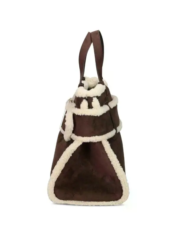 Armani Exchange Shearling-trim Logo-plaque Tote Bag