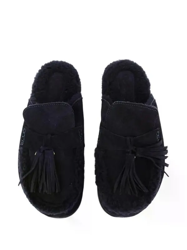 POSA Tassel Shearling-trim Mules