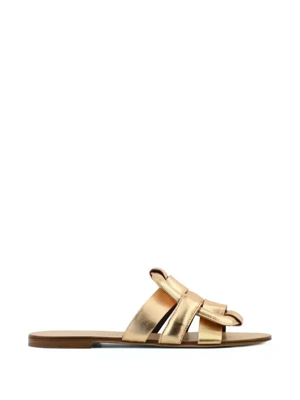 MOROBÉ Robien Woven Leather Sandals - Gold