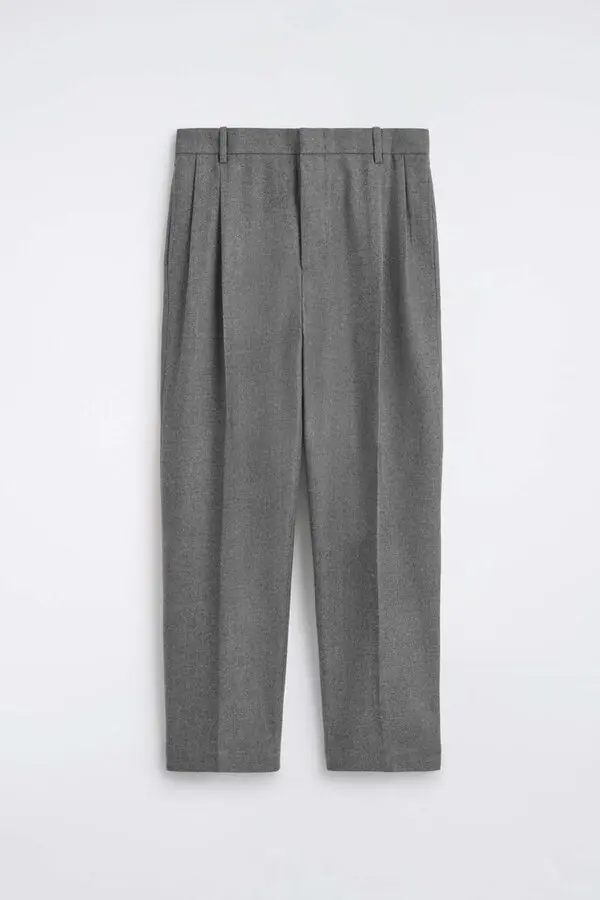COS Pleated Wool Relaxed-fit Straight-leg Pants - Gray