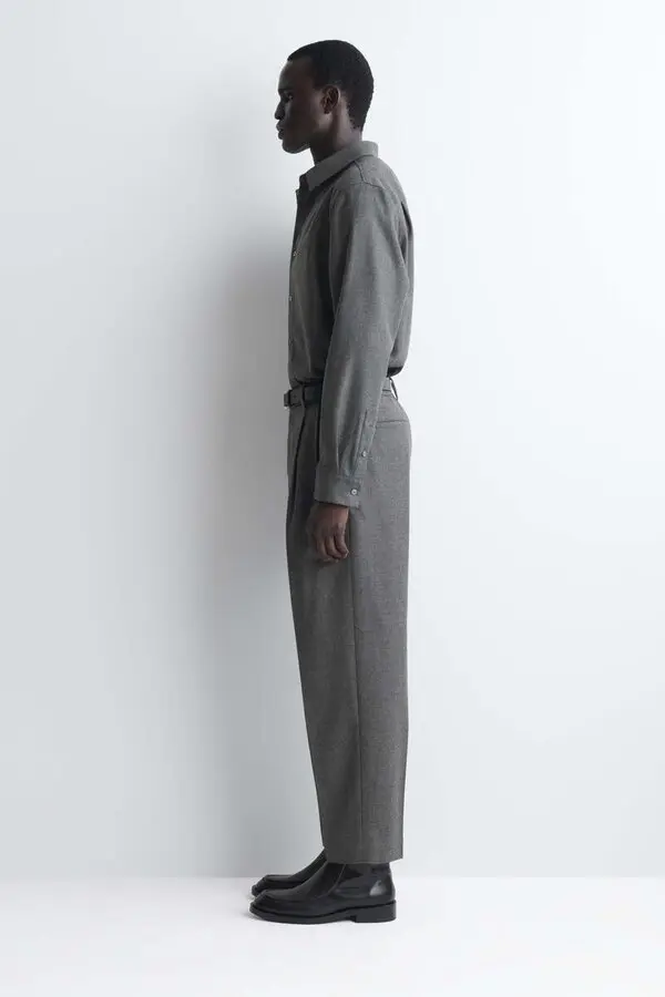COS Pleated Wool Relaxed-fit Straight-leg Pants - Gray