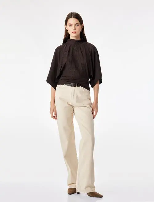 KOTON High Neck Textured Blouse