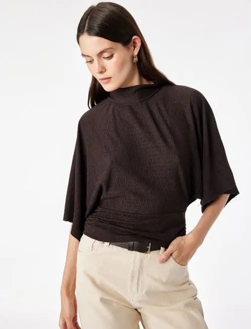 KOTON High Neck Textured Blouse