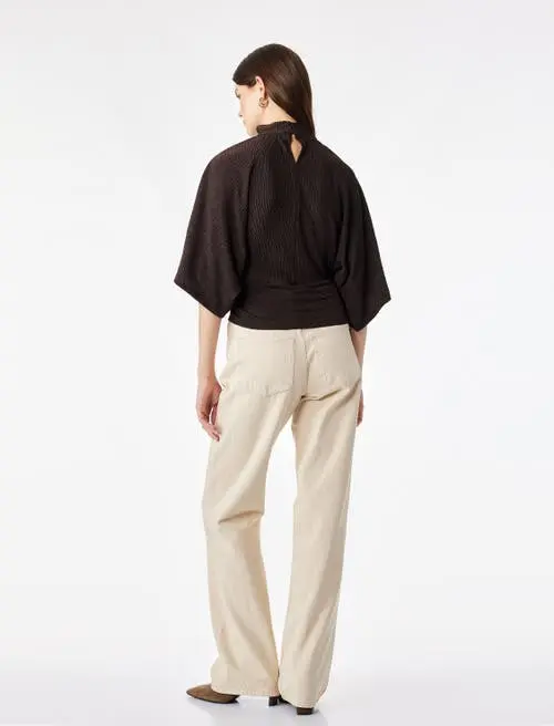 KOTON High Neck Textured Blouse