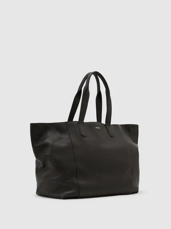 REISS Weybourne Grained Leather Large Tote Bag