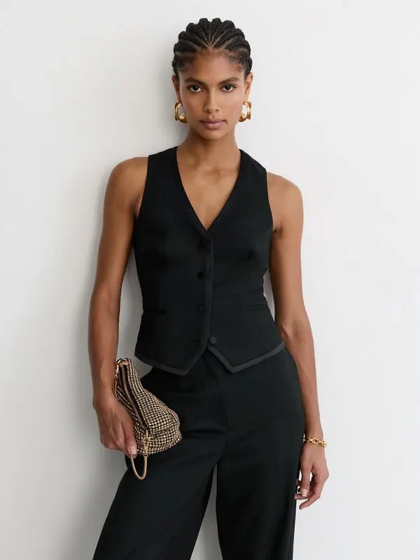 REISS Dakota Wool-blend Tailored Tuxedo Waistcoat