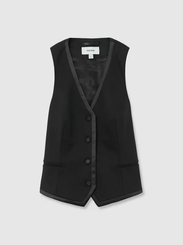 REISS Dakota Wool-blend Tailored Tuxedo Waistcoat