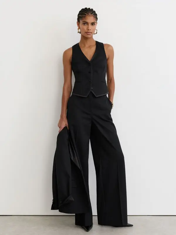 REISS Dakota Wool-blend Tailored Tuxedo Waistcoat