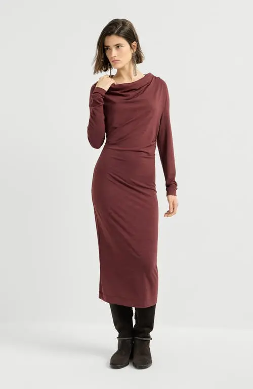 Brunello Cucinelli Techno Wool Jersey Dress With Draping And Monili