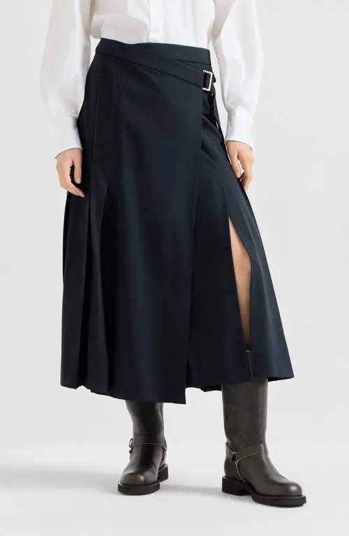 Brunello Cucinelli Tropical Luxury Wool Kilt Skirt
