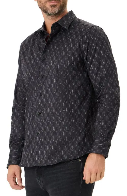Robert Graham Fighting Chance Long Sleeve Stretch Cotton Shirt - Black