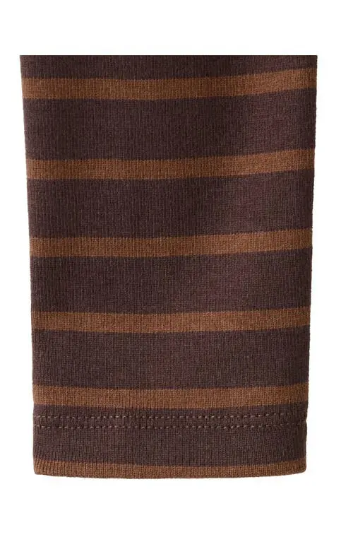 MANGO Stripe Boat Neck Long Sleeve Cotton T-shirt