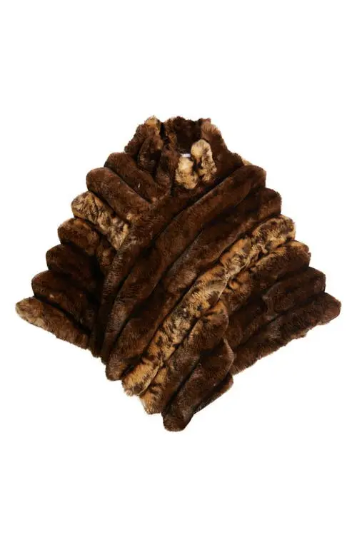 La Fiorentina Channeled Leopard Spot Faux Fur Capelet - Brown