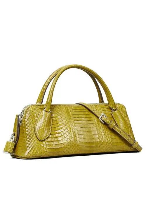 Tory Burch Lock Snake Top Handle Leather Bag
