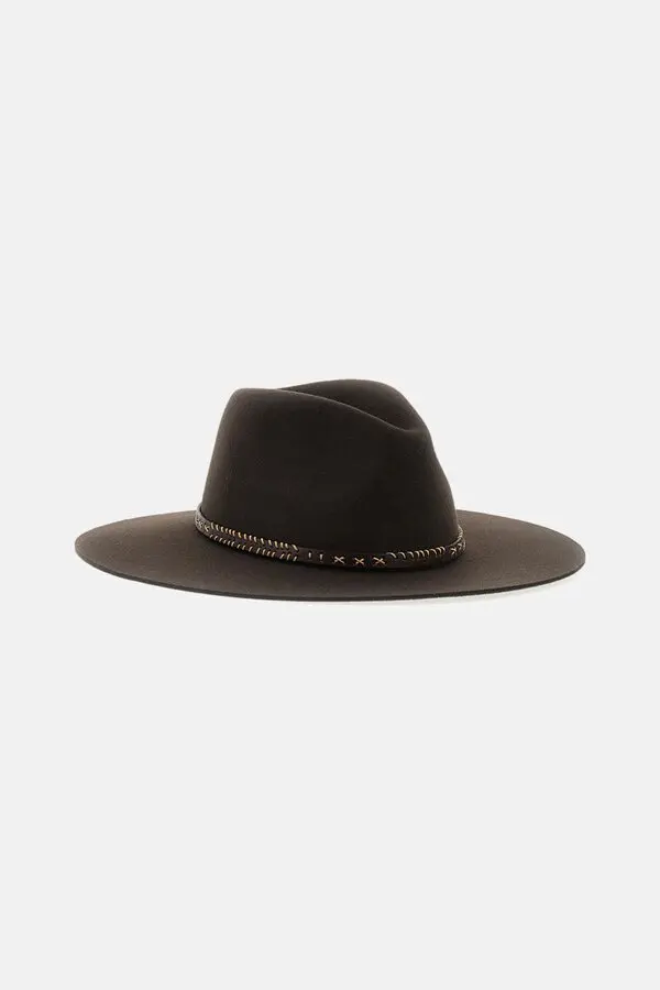 GOLDEN GOOSE Felt Fedora Hat With Leather Strap - Multicolor