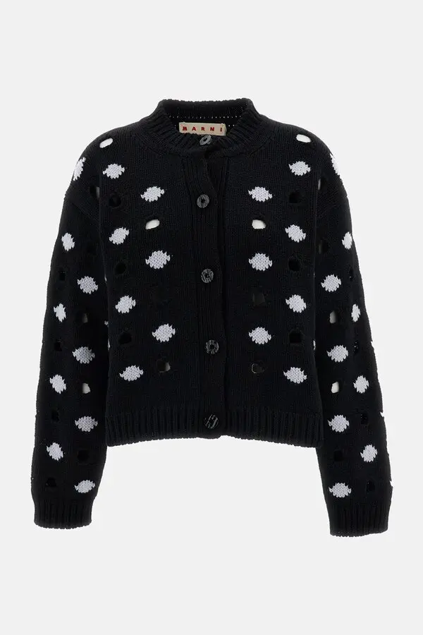 Marni Wool And Cashmere Contrast Jacquard Cardigan - Multicolor