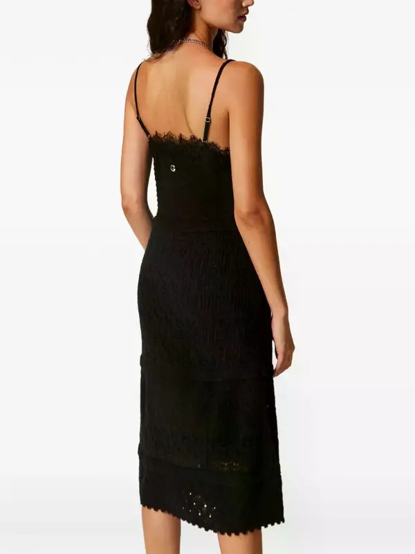 TWINSET Recycled Yarn Long Knit Dress With Lace