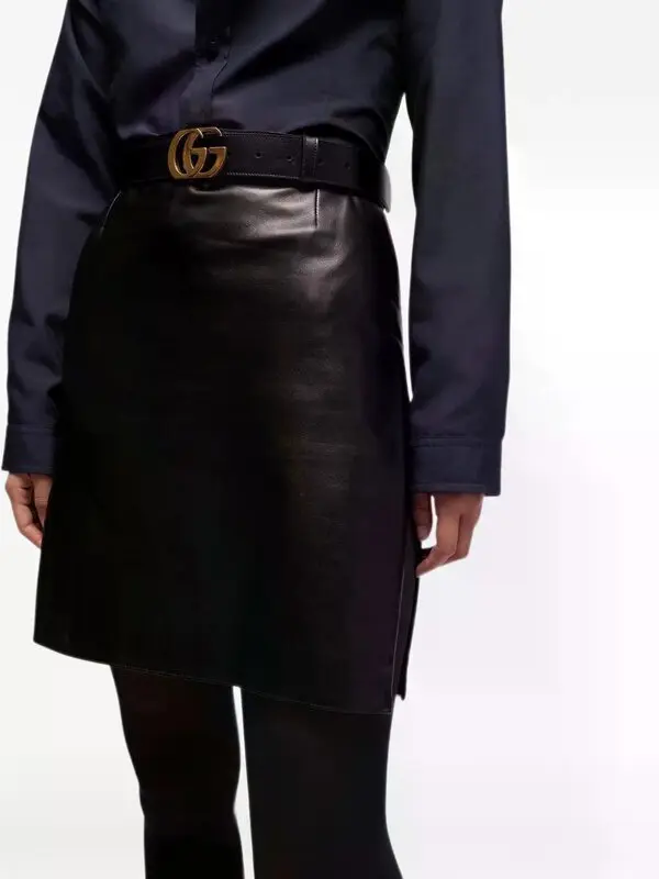 Gucci Side-slit Leather Mini Skirt
