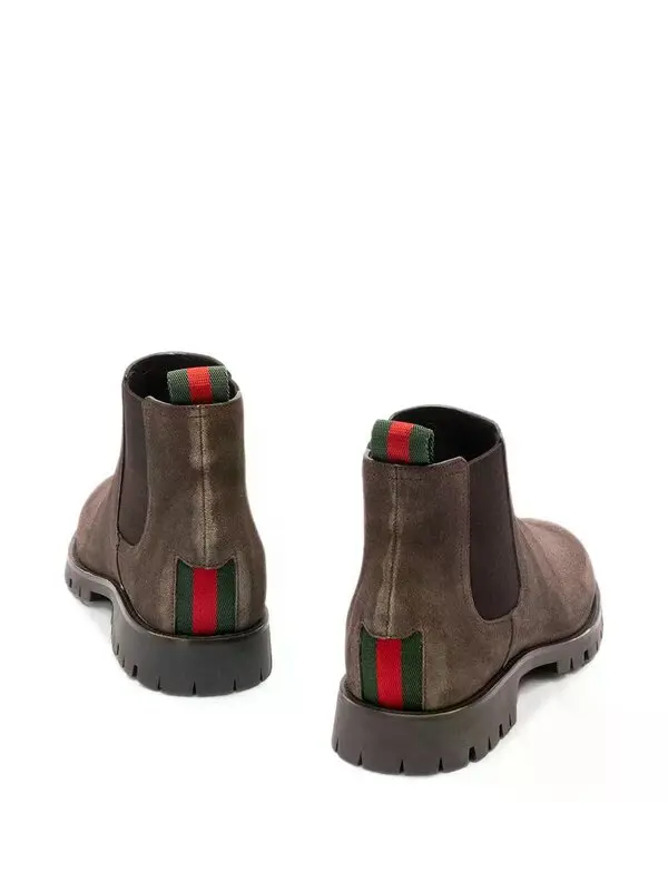 Gucci Web-stripe Lug-sole Boots - Brown
