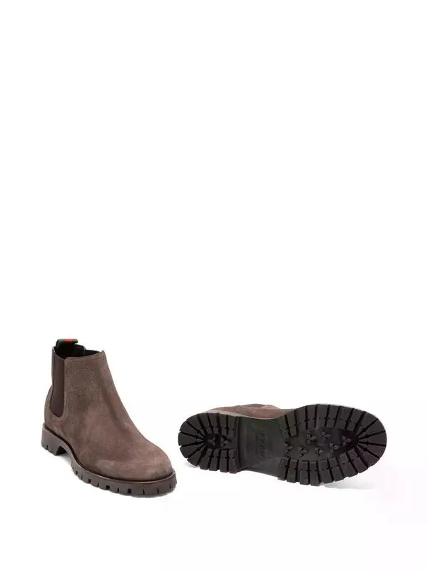 Gucci Web-stripe Lug-sole Boots - Brown