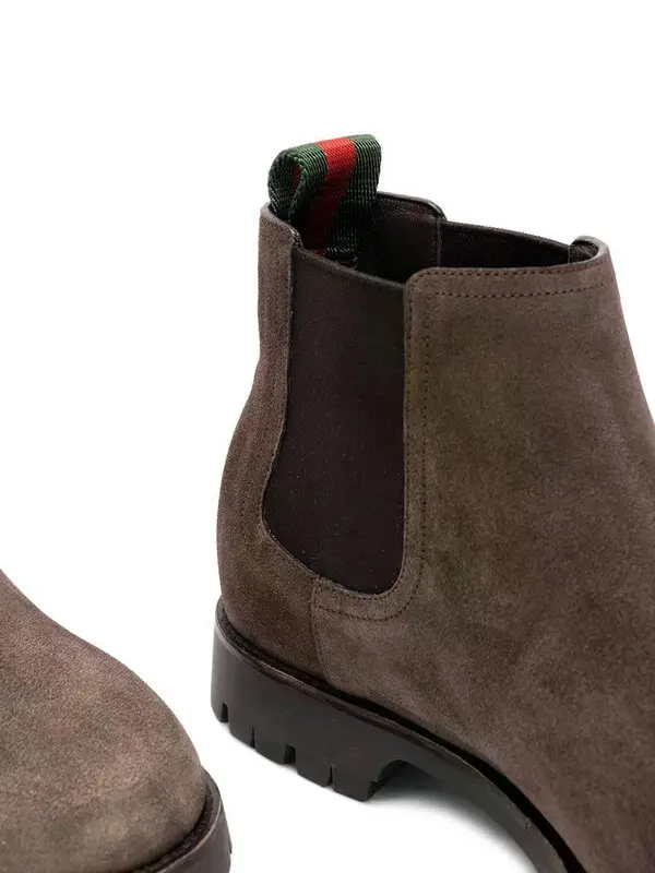 Gucci Web-stripe Lug-sole Boots - Brown