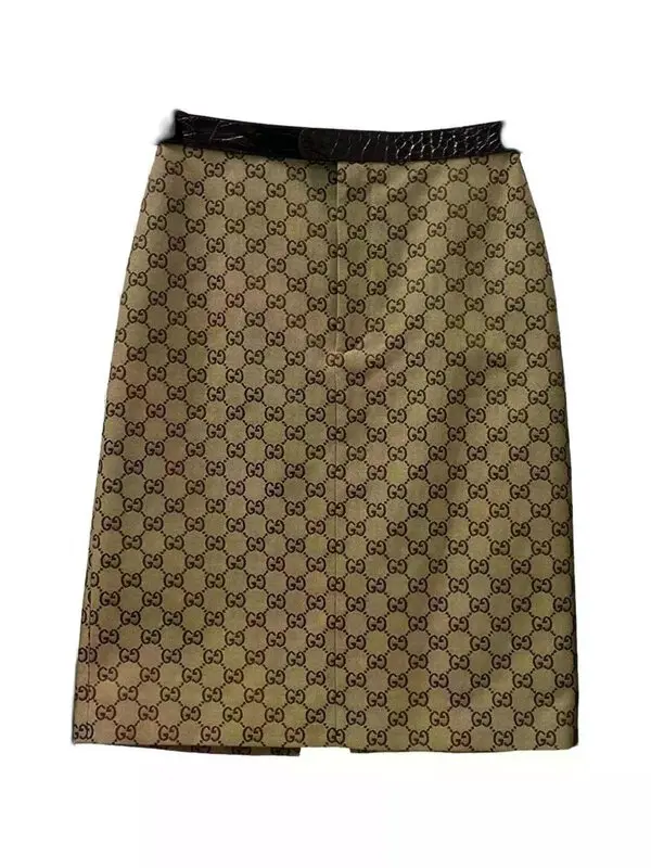 Gucci Gg Supreme Crocodile-effect Midi Skirt