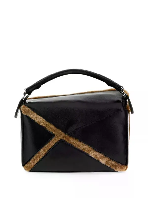 Loewe Small Puzzle Shearling-trim Tote Bag