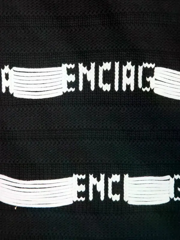 BALENCIAGA Logo-intarsia Distressed-effect Sweater