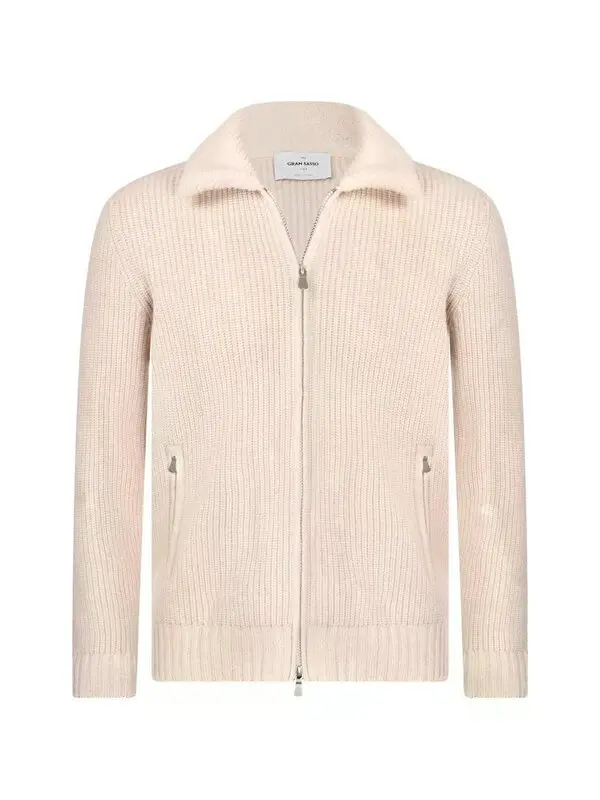 GRAN SASSO Shearling-collar Ribbed-knit Jacket